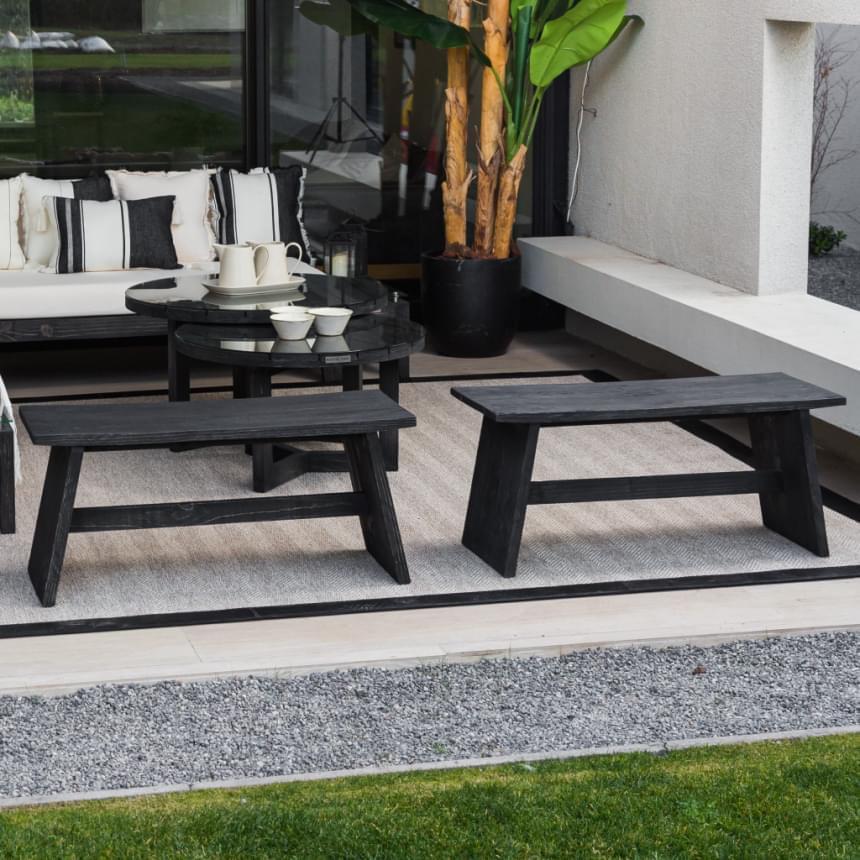 Rustic Chic | Banqueta de madera rusticada negra 1H